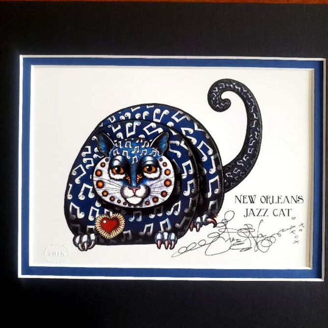 New Orleans Jazz Cat 8″ x 10″ Double Matted Print | The Jamie Hayes Gallery