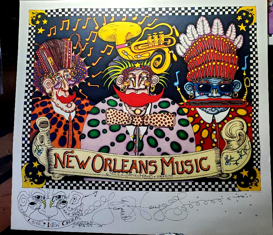 New Orleans Music Limited Edition Print with original drawing 26 x 28 ...